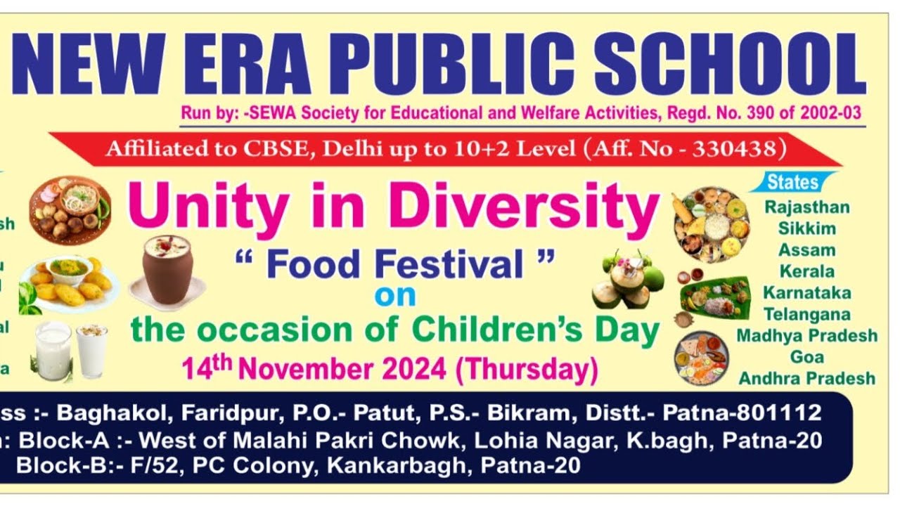 Unity in diversity के थीम पर “Food Festival “ का स्कुल में भव्य आयोजन ...
