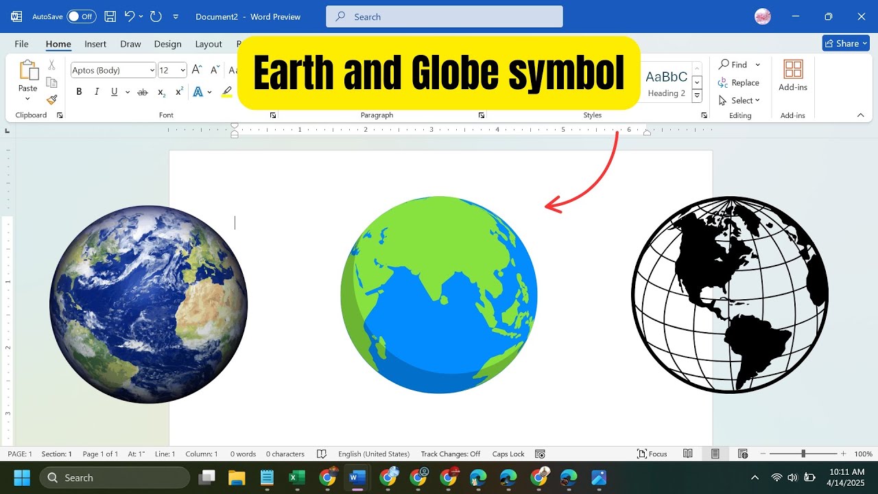 How to insert Earth and Globe symbol in Word Hindi - YouTube
