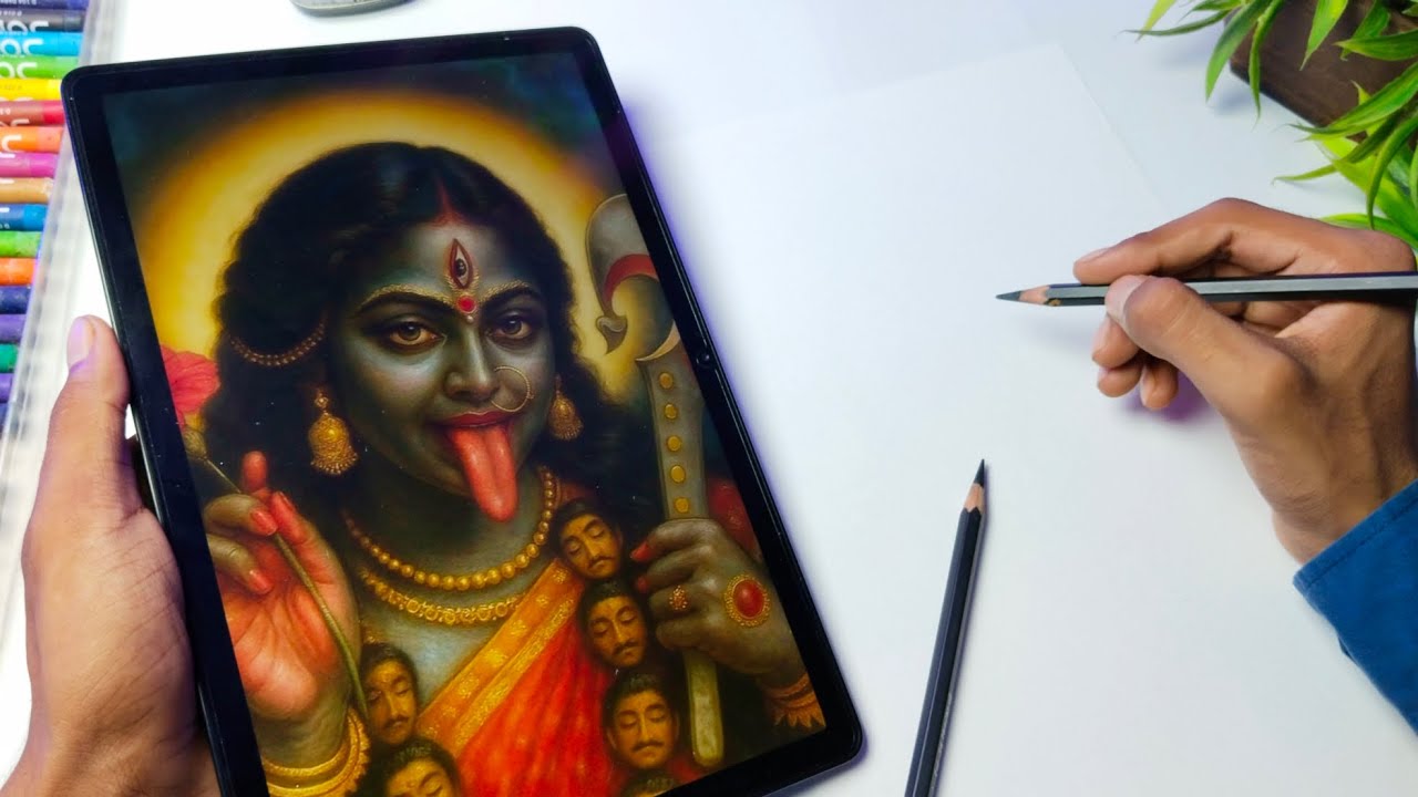 How To Draw Kali Mata Drawing, Kali Mata Drawing Step By Step, Outline ...