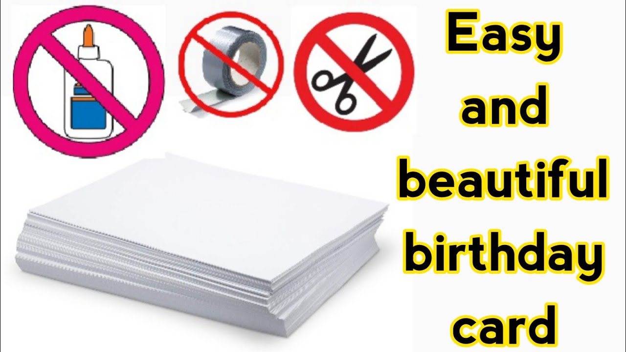 Easy and beautiful birthday card|Easy no glue birthday card|DIY happy ...