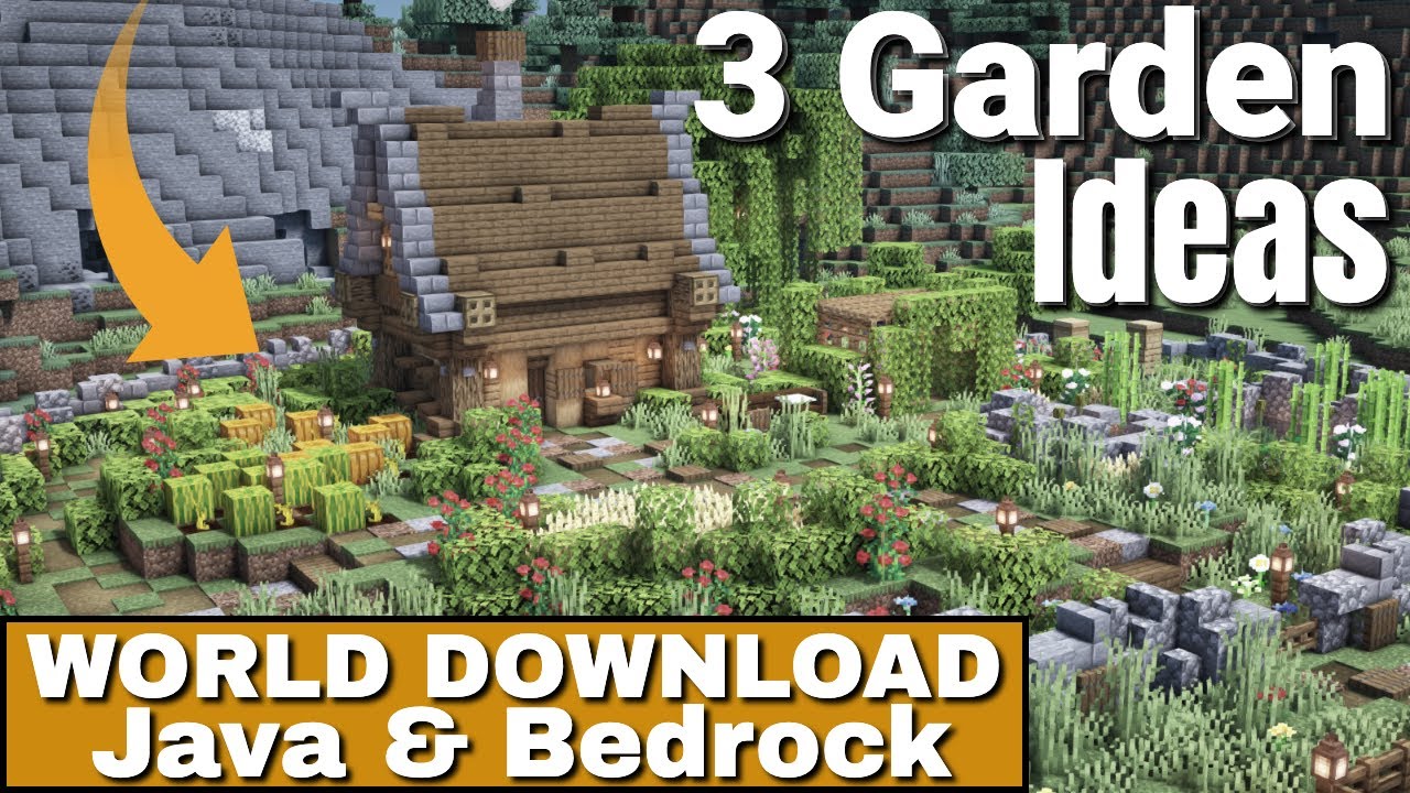 3 Garden Ideas for Minecraft Survival | World Download for Bedrock ...