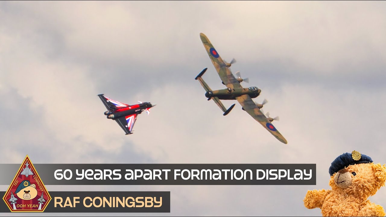 INCREDIBLE HISTORIC FORMATION DISPLAY LANCASTER BOMBER & EUROFIGHTER ...