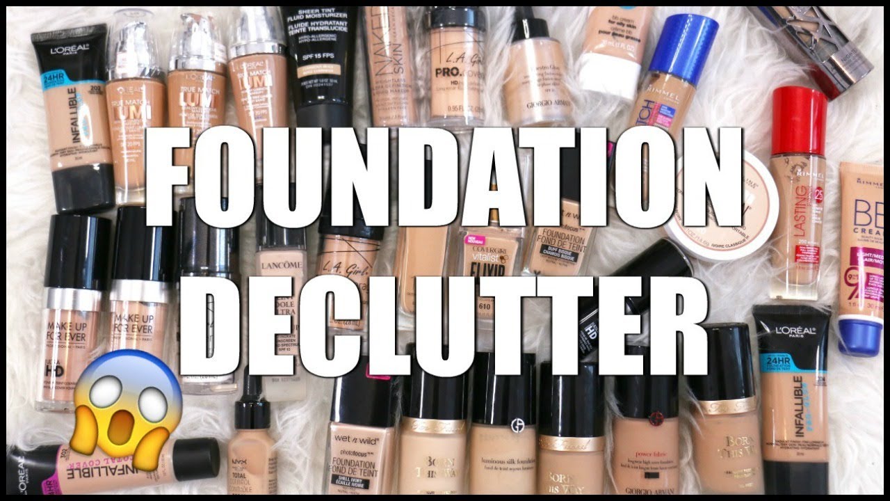 Decluttering Makeup Collection 2017 || Foundation Declutter & Purge ...