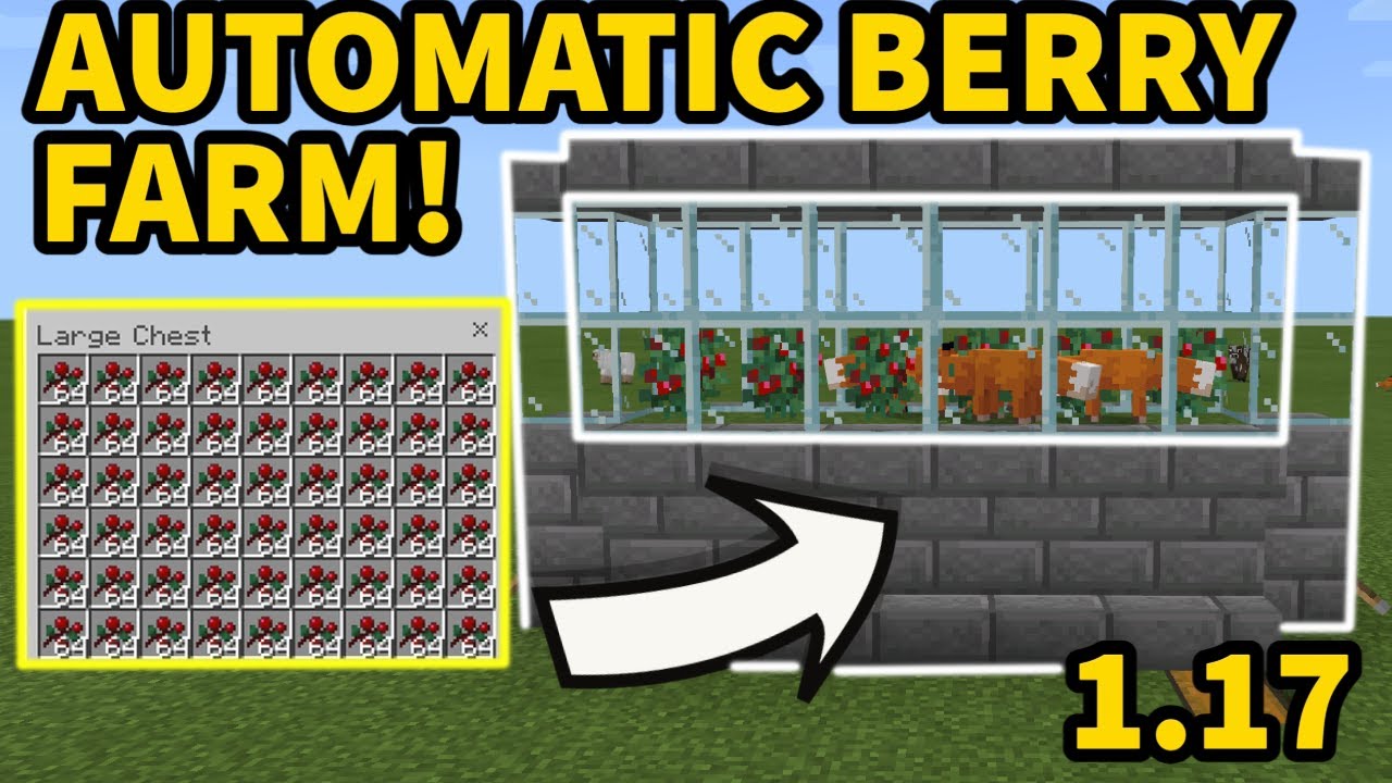 Minecraft 1.17 EASY AUTOMATIC SWEET BERRY FARM! Java + Bedrock (MCPE ...