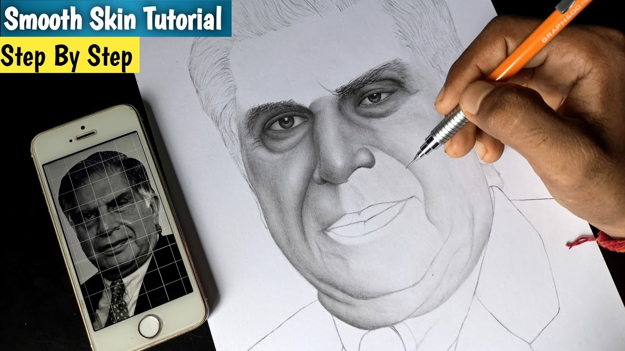 Easy Ratan Tata Sir Drawing Skin Tutorial | Smooth Skin Tutorial | Step ...