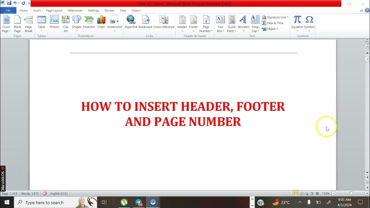 How to Add Header, Footer, and Page Number - YouTube