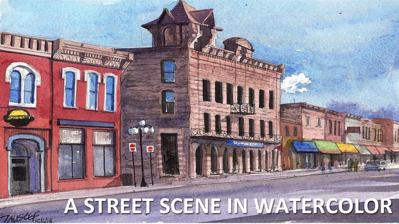 A Street Scene in Watercolor - YouTube