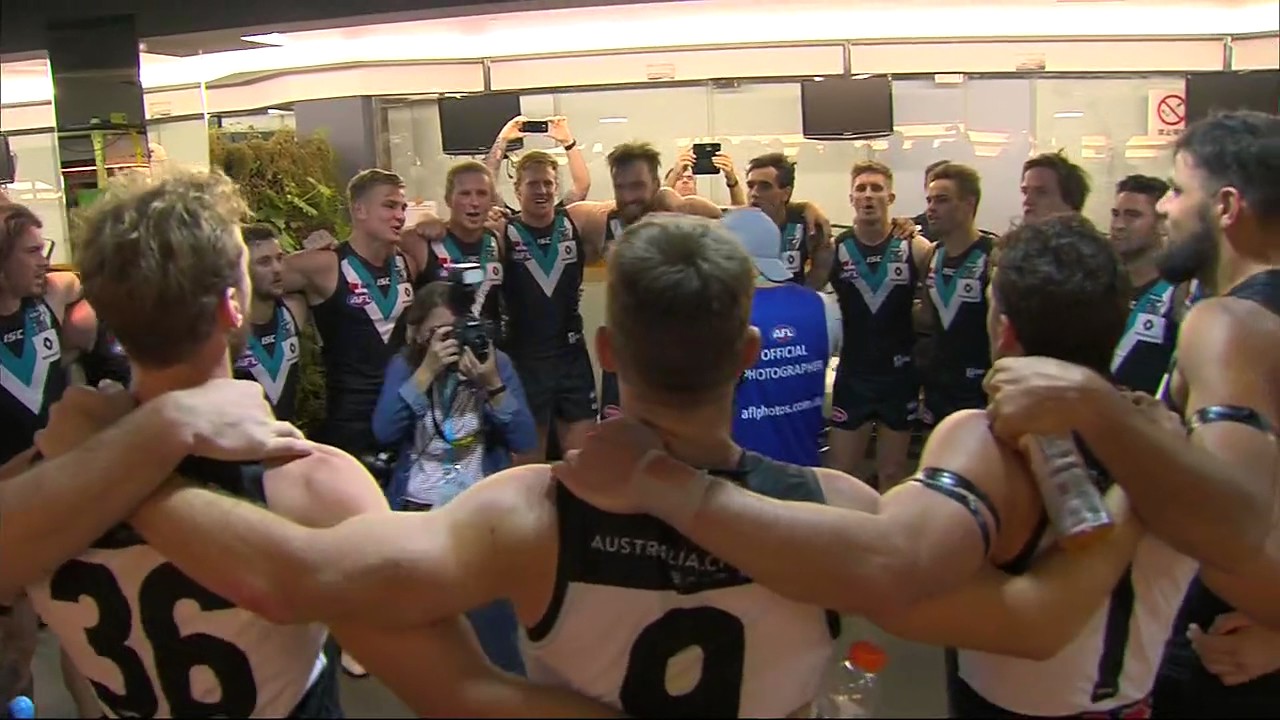 Port Adelaide sings the song - Rd 8, 2017 v Suns - YouTube
