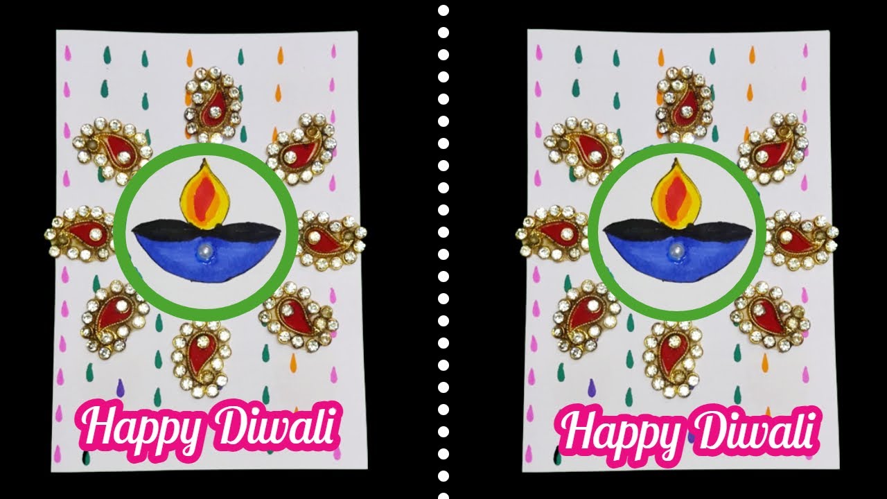 Beautiful Diwali Card With White Paper Easy || Handmade Diwali Card ...