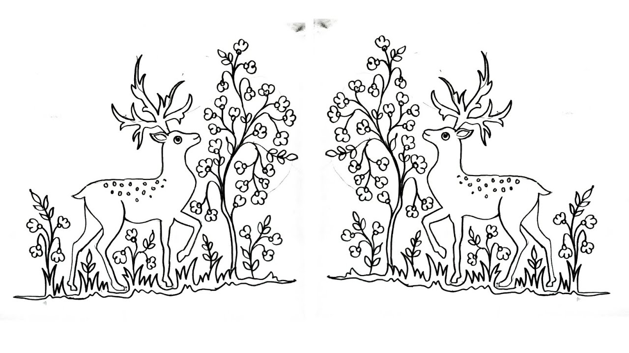 Easy and simple Deer 🦌 drawing for embroidery | Pencil Art - YouTube