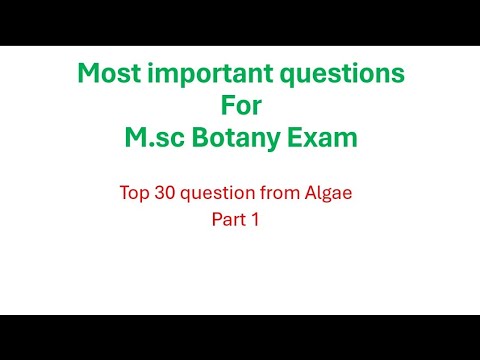 M.sc botany Entrance Exam important questions,Algae important questions ...