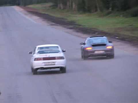 VAZ 21106 turbo 330 hp vs porsche 911 carrera - YouTube