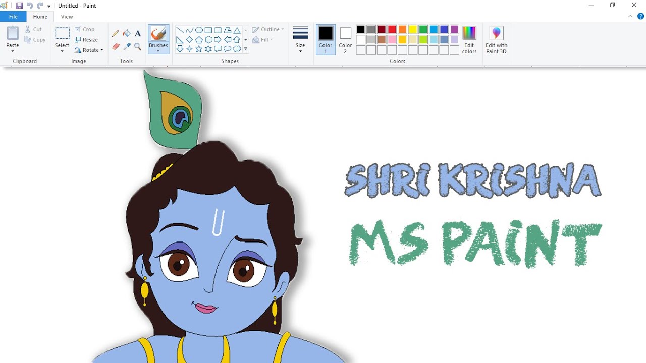 How To Draw | Krishna | MS Paint | Ashu Art - YouTube