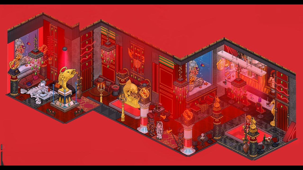 PUB RED FISH Construcción en #HABBO #SpeedBuild - YouTube