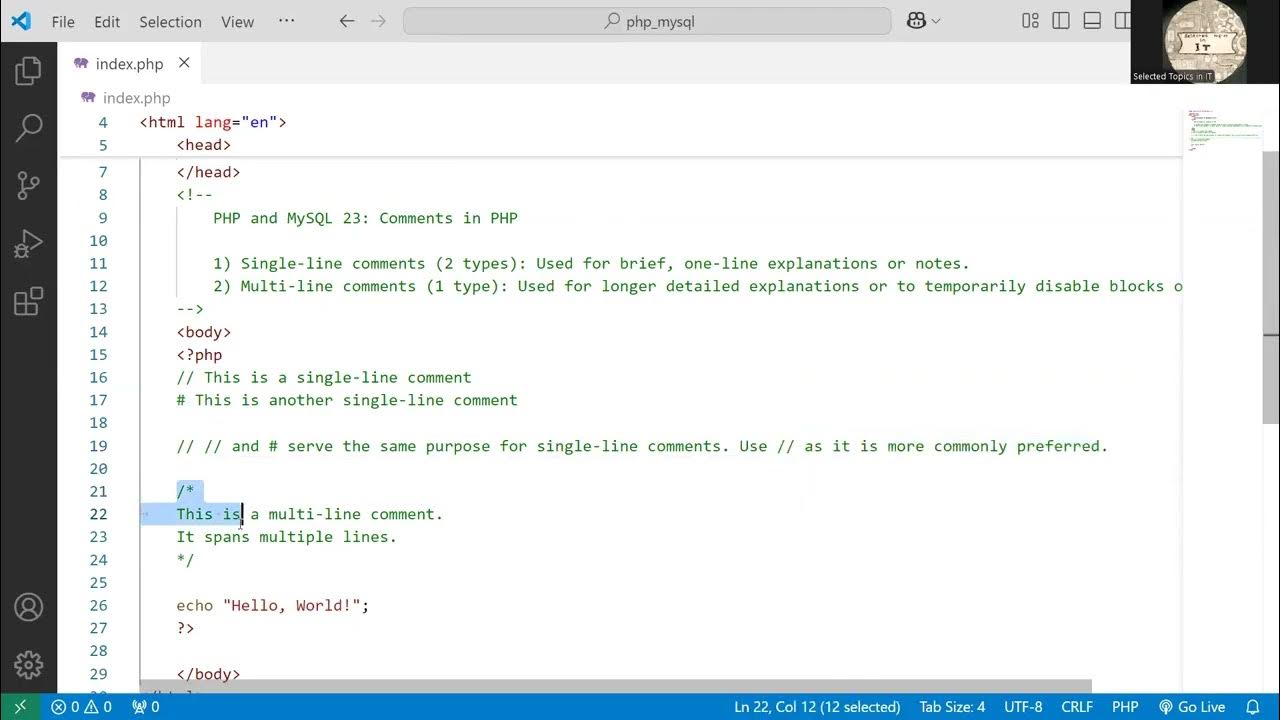 PHP and MySQL 23: Comments in PHP - YouTube