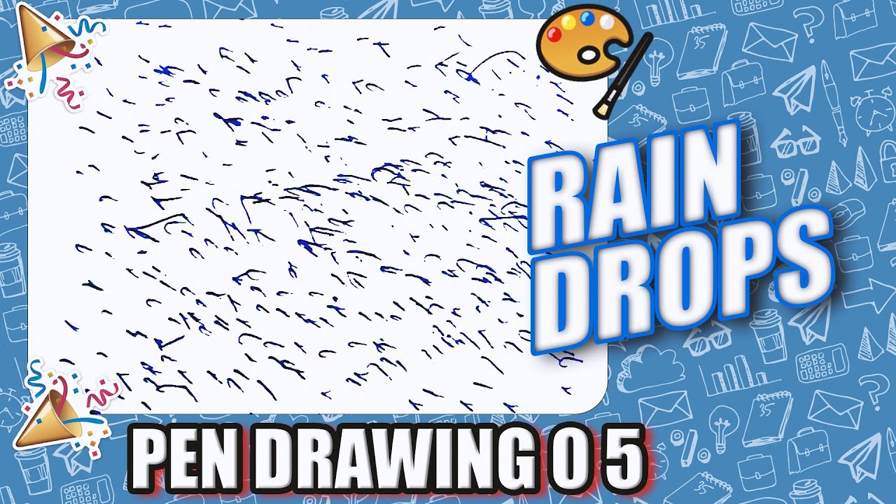 Rain Drops - Painting with Pen - Drawing with Pen Blue - YouTube