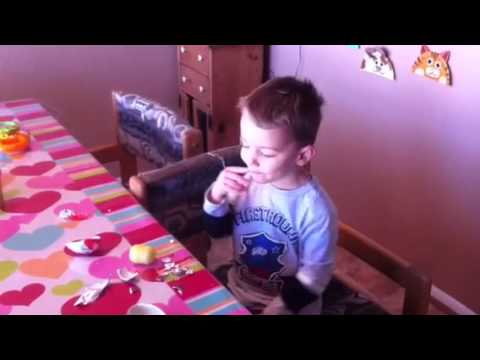 Alex eating his Kinderei - YouTube