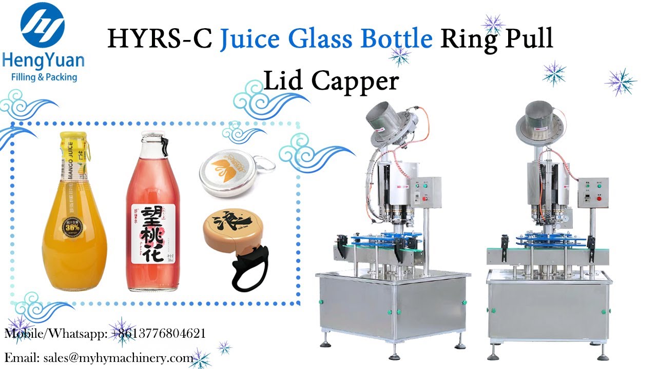 HYRS-C Juice Glass Bottle Ring Pull Lid Capping Machine | Automatic Capper Equipment - YouTube