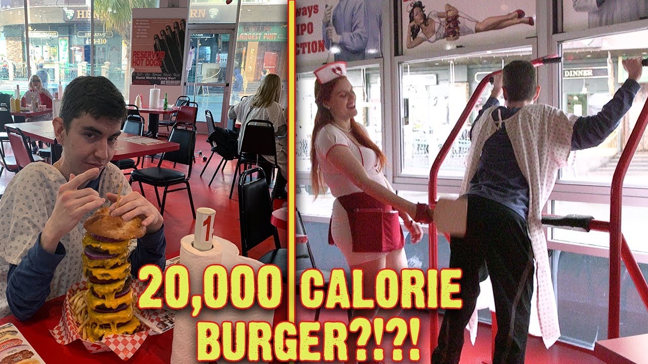 115 Pound Man vs. 20,000 Calorie Cheeseburger - YouTube