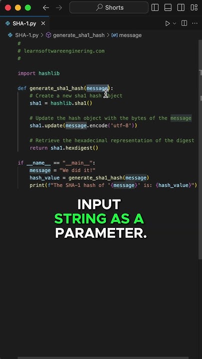 Sha 1 Hashing In Python Pythonprogramming Sha1 Hashing Hashlib Learntocode