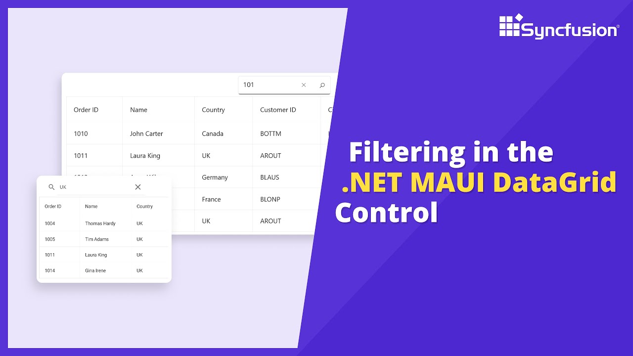 How To Perform Filtering In Maui Datagrid Control Syncfusion Youtube