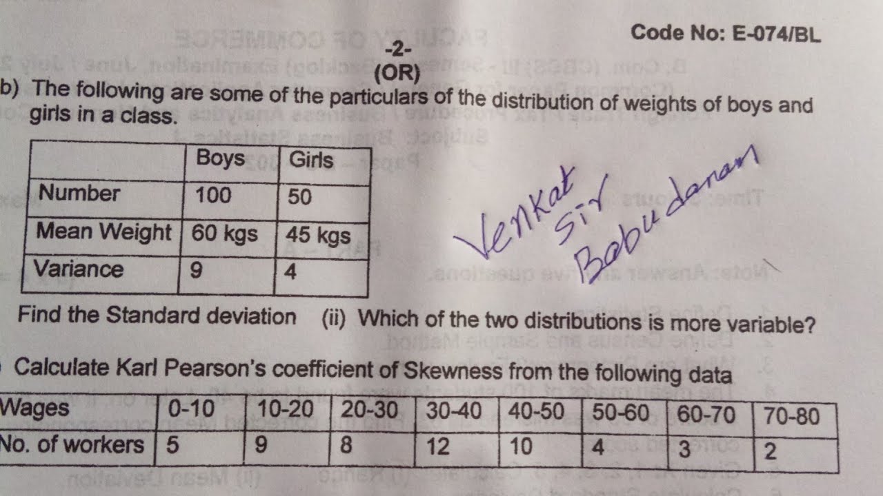 #businessstatistics #statistics previous question paper bcom 3 sem ou ...