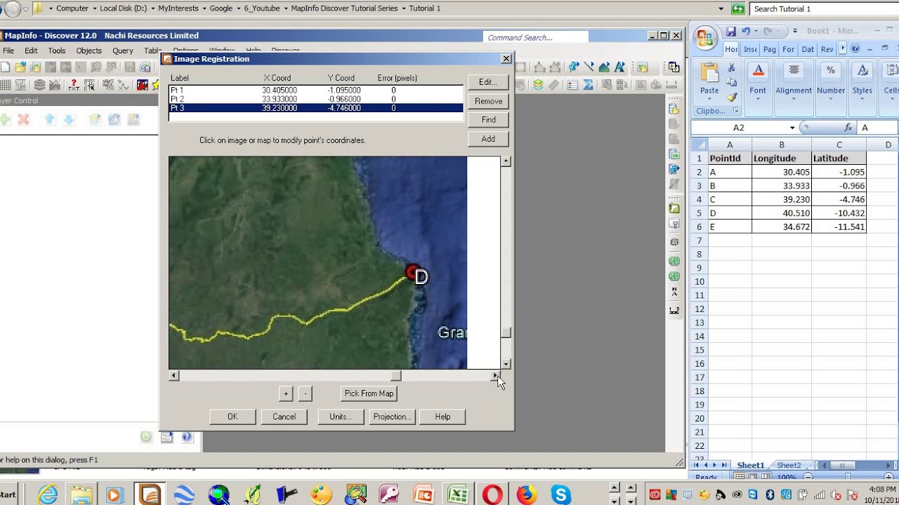 MapInfo Discover Tutorial 2 Georeferencing a raster image in MapiInfo ...