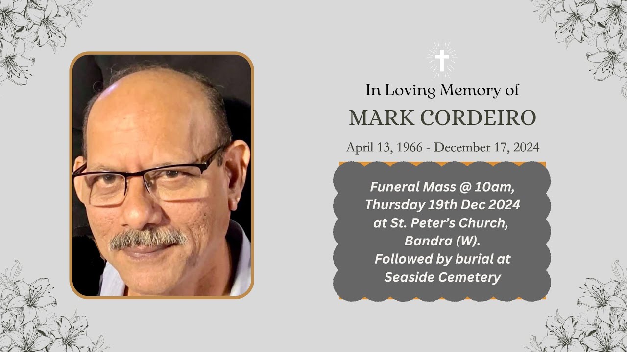 In loving memory of MARK CORDEIRO || Mass @10am at St. Peter's Church ...