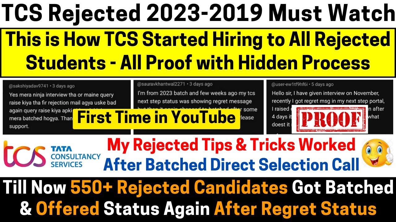 TCS Start Hiring to All Rejected Students Again Batched & Offered After ...