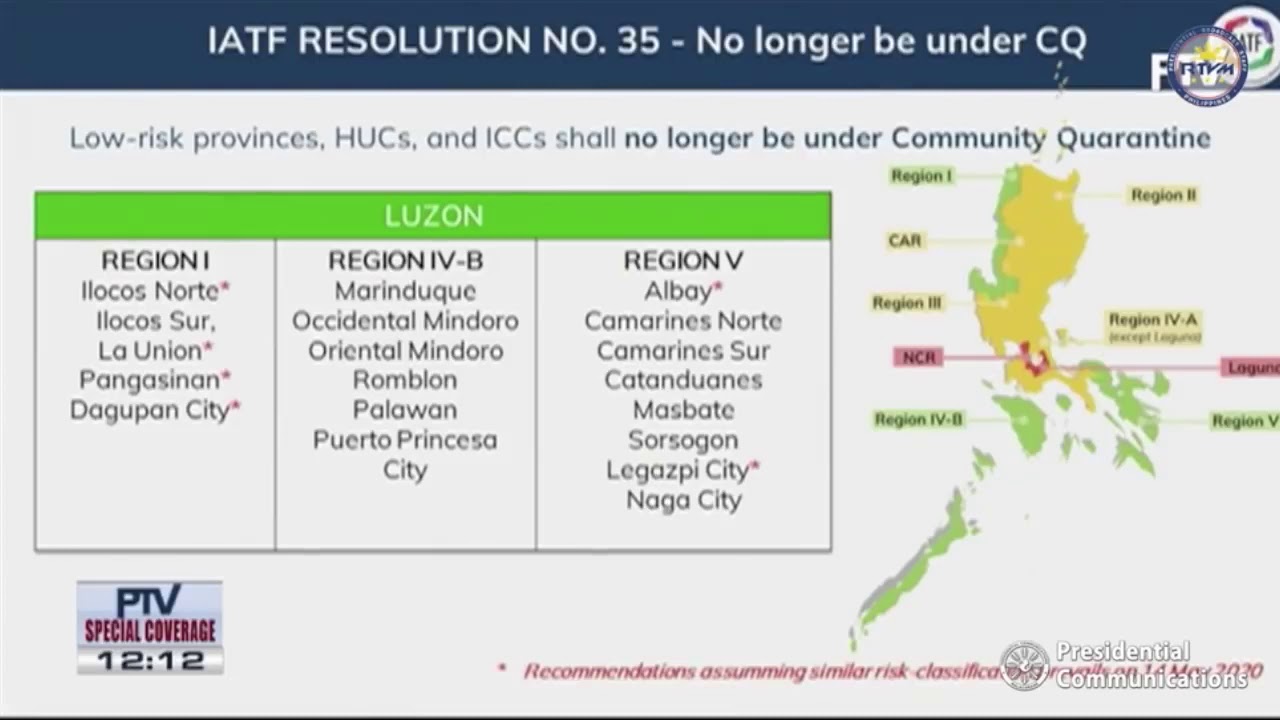 Areas under Modified ECQ and GCQ after May 15 - YouTube