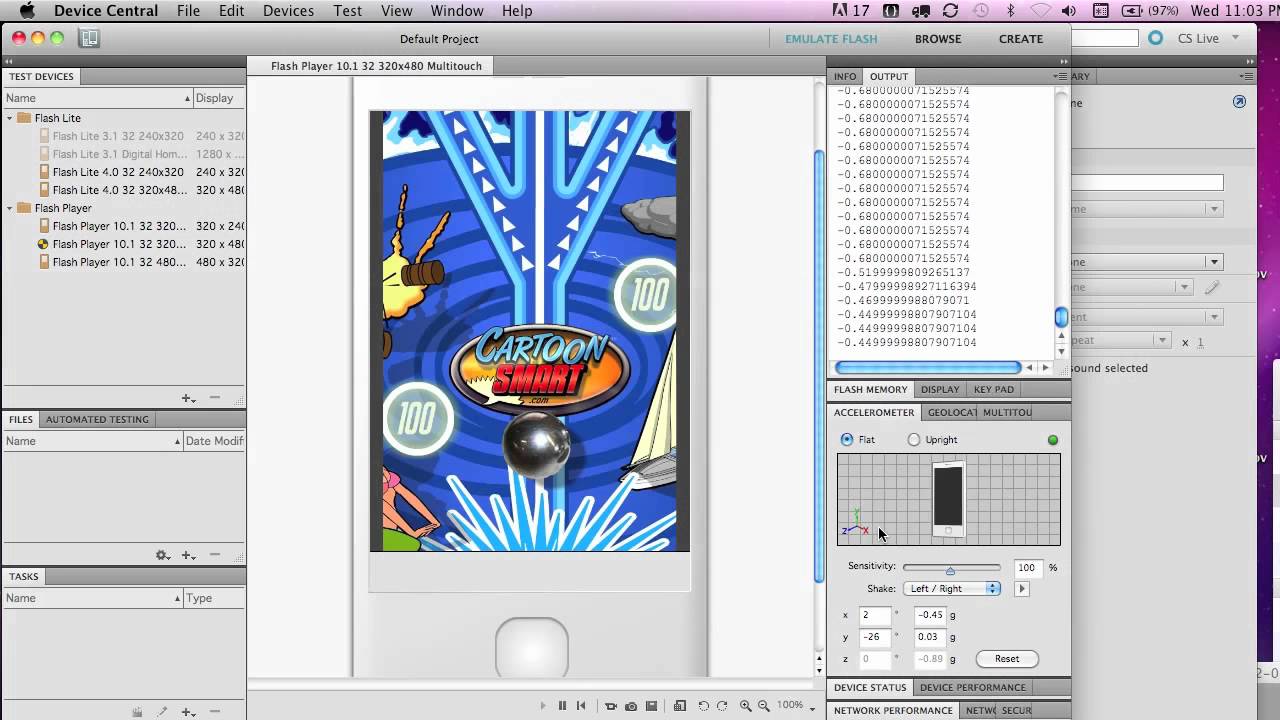 Accelerometer Code With Actionscript 3 And Flash Cs5 Part 1 Youtube 4010