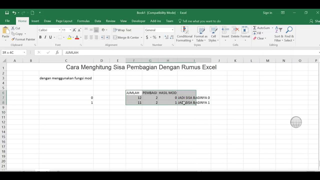 Cara Menghitung Sisa Pembagian Dengan Rumus Excel - YouTube