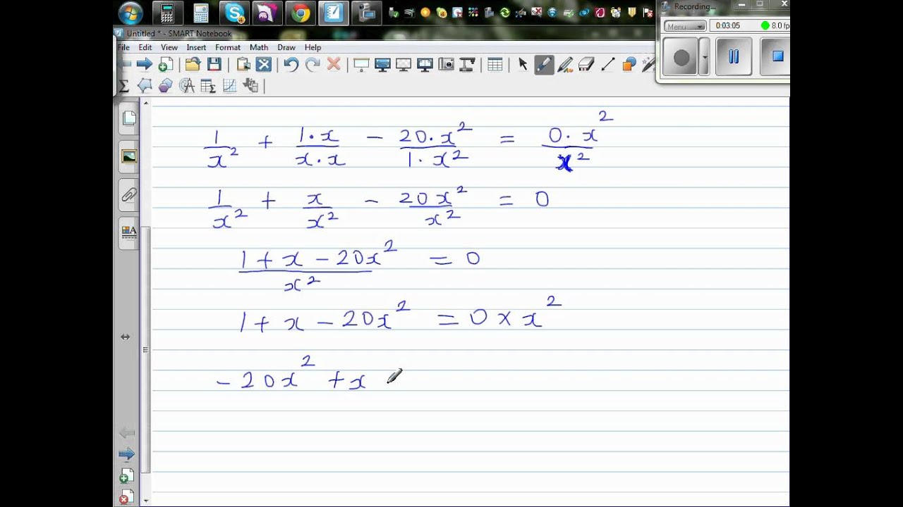 Solving equation x^-2 +x^-1-20 = 0 - YouTube