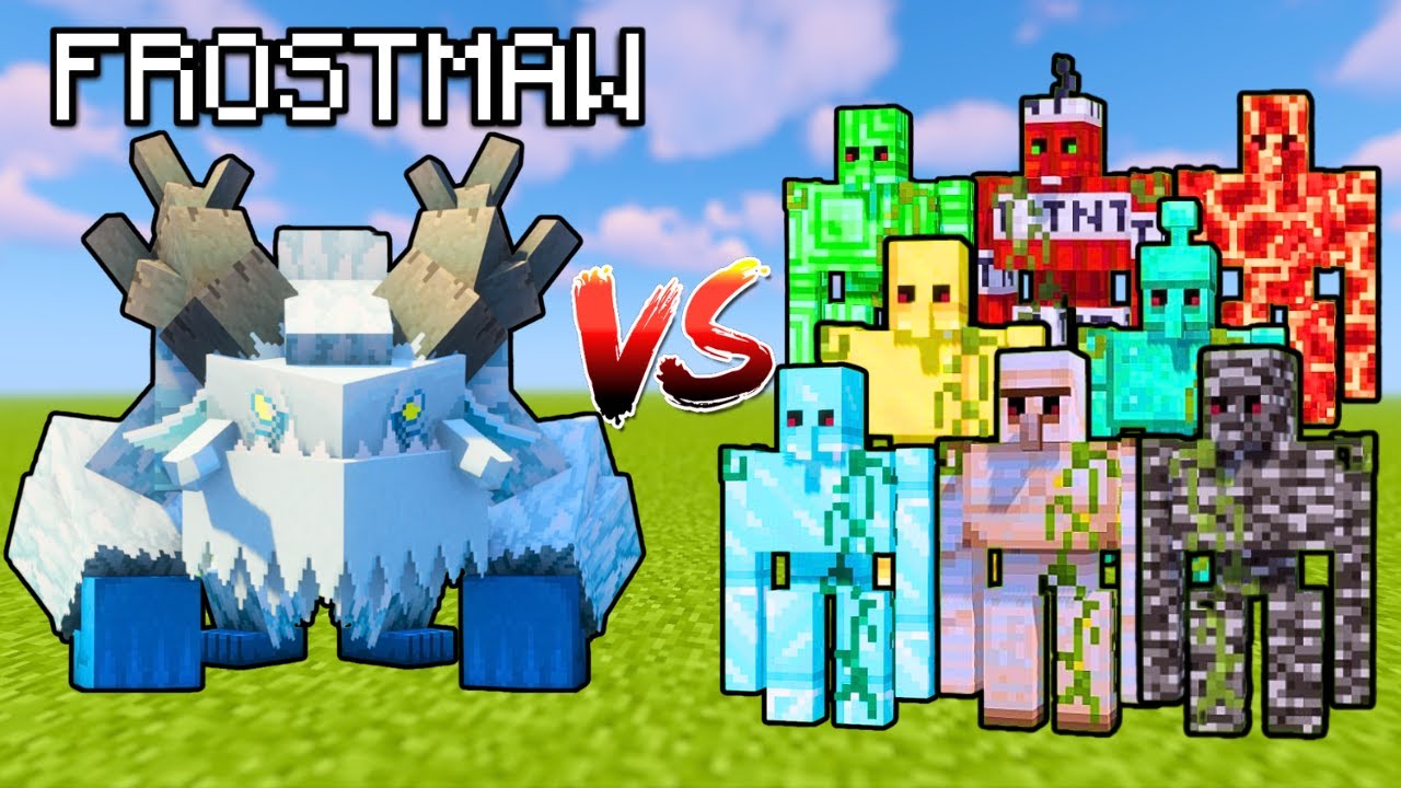 Frostmaw (Mowzie's Mobs) vs ALL GOLEMS | Realistic Physics Minecraft ...