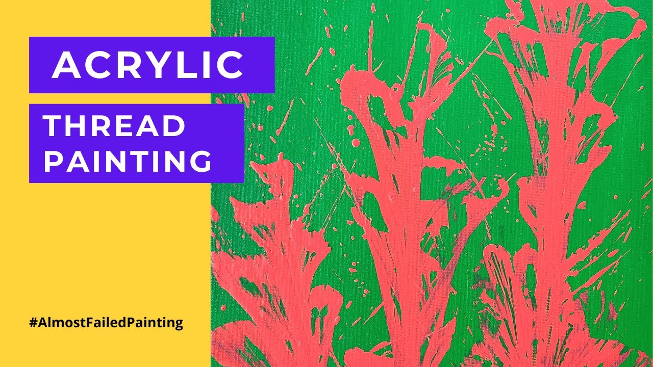 Thread floral painting | string pull painting | acrylic thread painting ...