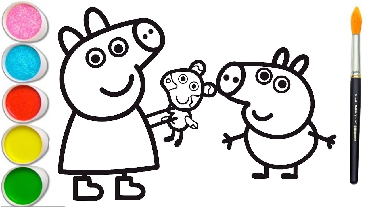 Cute Peppa pig and George drawing easy step by step 🥰| Peppa pig simple ...