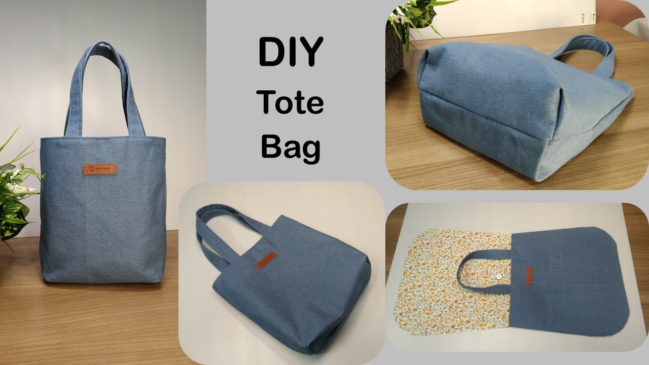 New! Simple Way to Sew Tote Bags Shoping Bag Denim Tote Bag Sewing ...