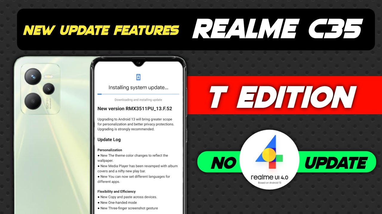 Realme C35 Android 13 Stable Update Features/Realme C35 New version ...