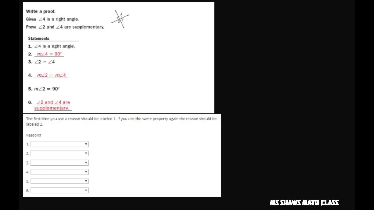 Write a two Column Proof to prove two angles are Supplementary - YouTube