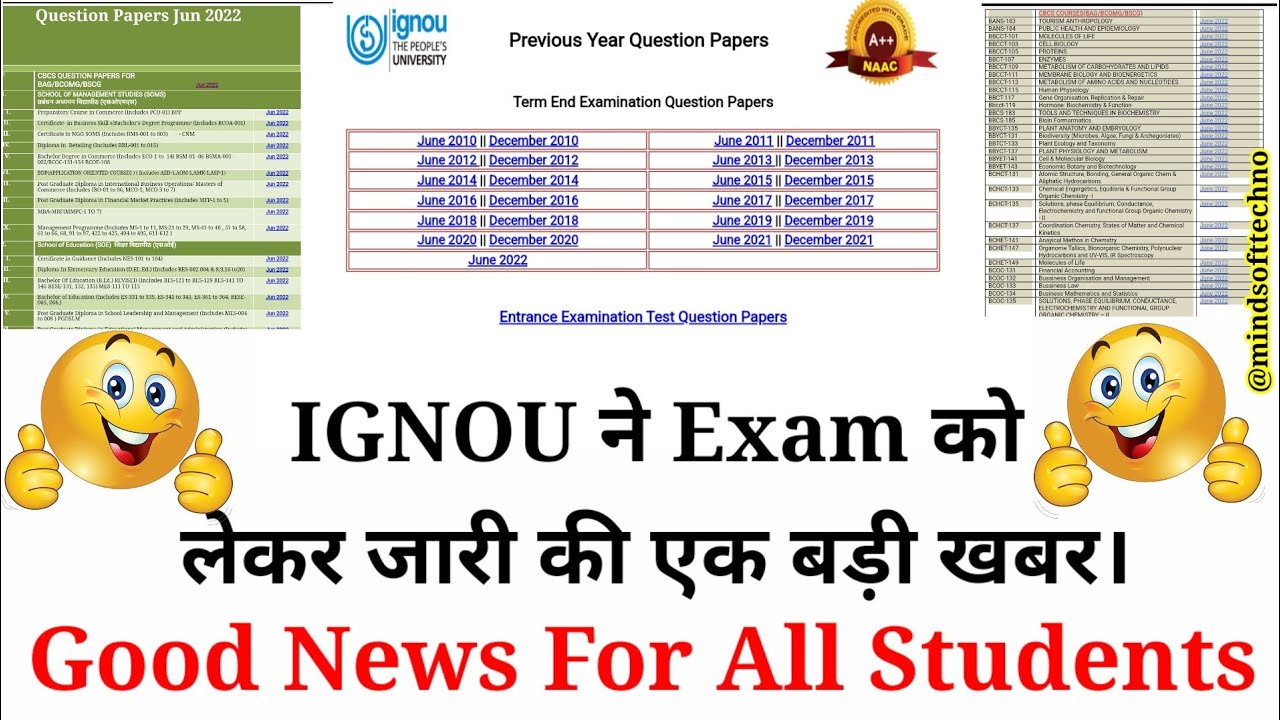 IGNOU Release Good For Exam 🤩IGNOU 2022 Exam Question Paper 🔥 Ignou ...