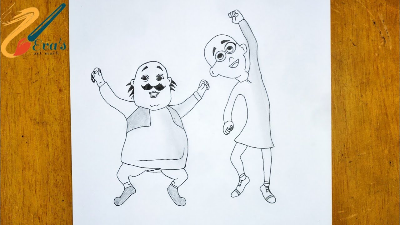 How to draw Motu Patlu | Motu Patlu Friendship Pencil Drawing| How to ...