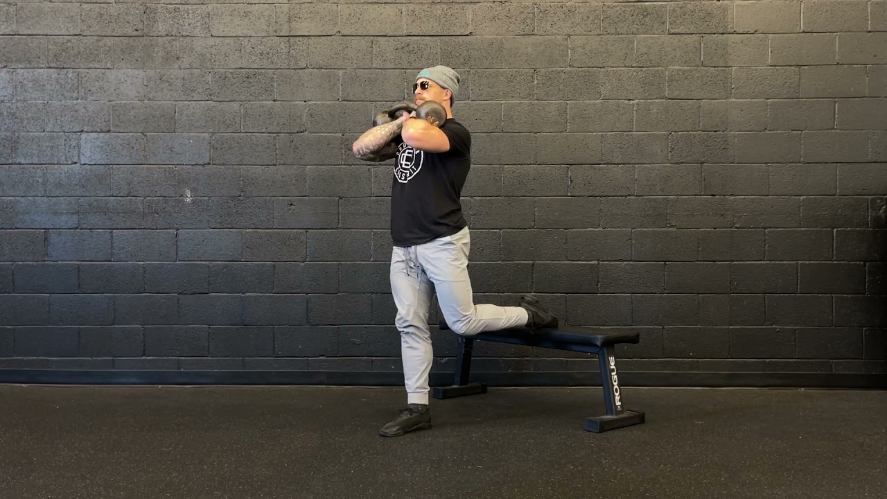 Rear Foot Elevated Dual Kettlebell Front Rack Split Squat - YouTube