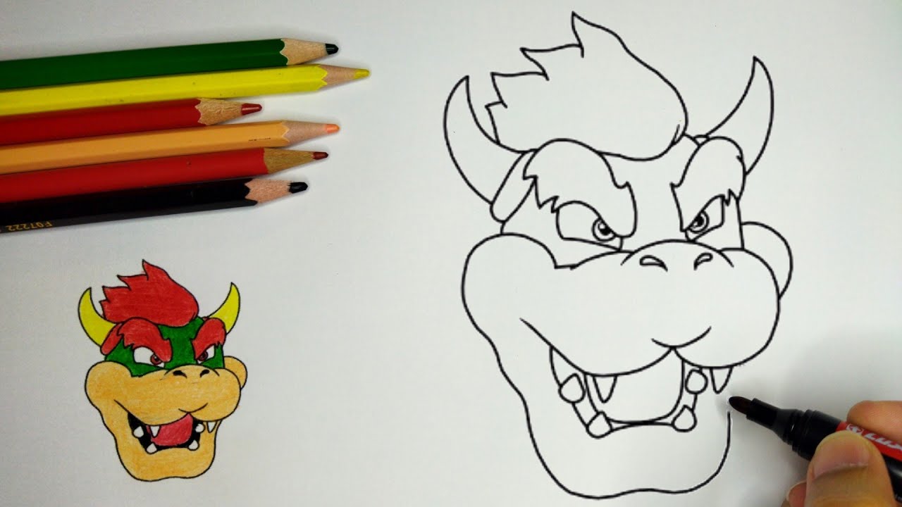 HOW TO DRAW BOWSER | STEP BY STEP | DRAWING BOWSER FROM SUPER MARIO ...