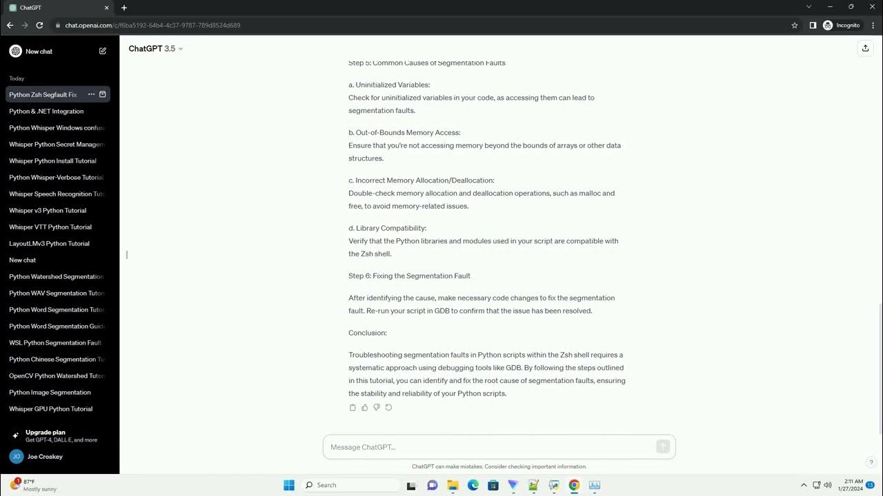 python zsh segmentation fault - YouTube