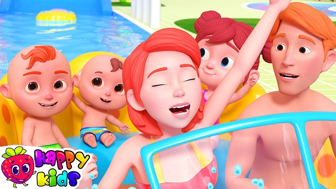 Baby Swimming Song 🌈 Wheels on the bus and Sing Along Kids Songs @Baby ...