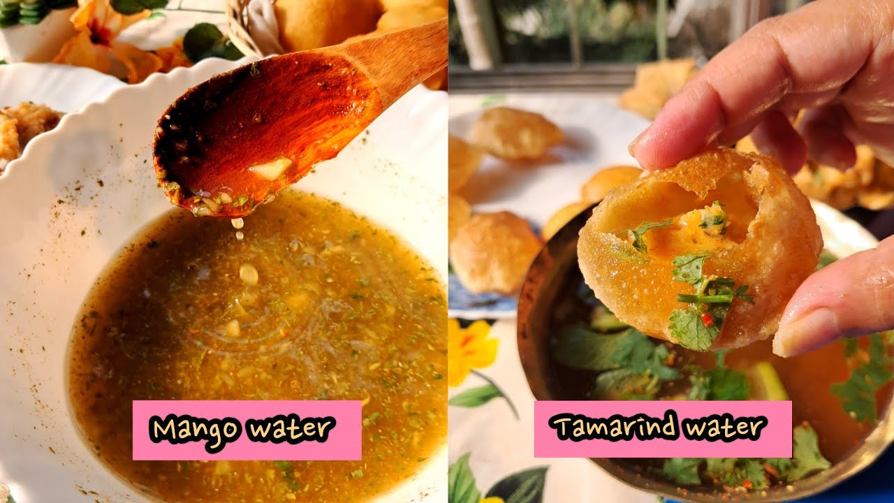 two different types of panipuri/fuchka water ( mango water, tamarind ...