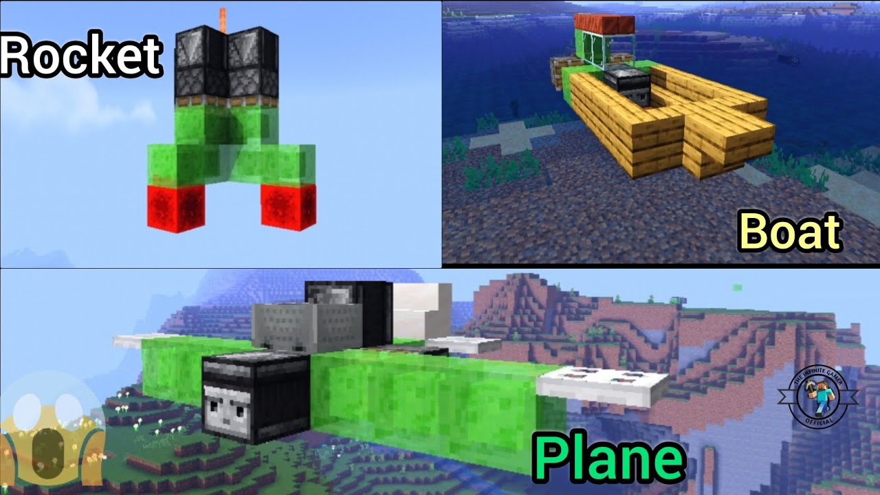 5 vehicles Redstone builds in Minecraft Bedrock(car,submarine...) - YouTube