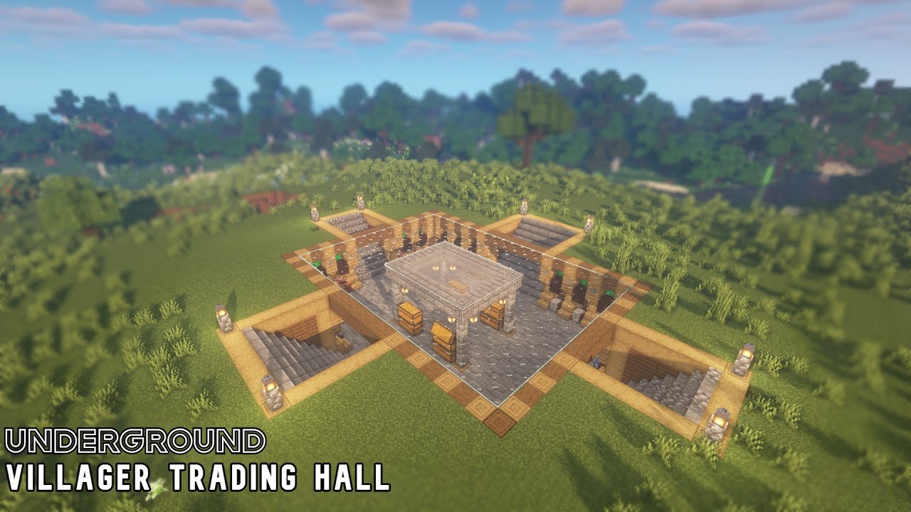 UNDERGROUND VILLAGER TRADING HALL || MINECRAFT TIMELAPSE - YouTube