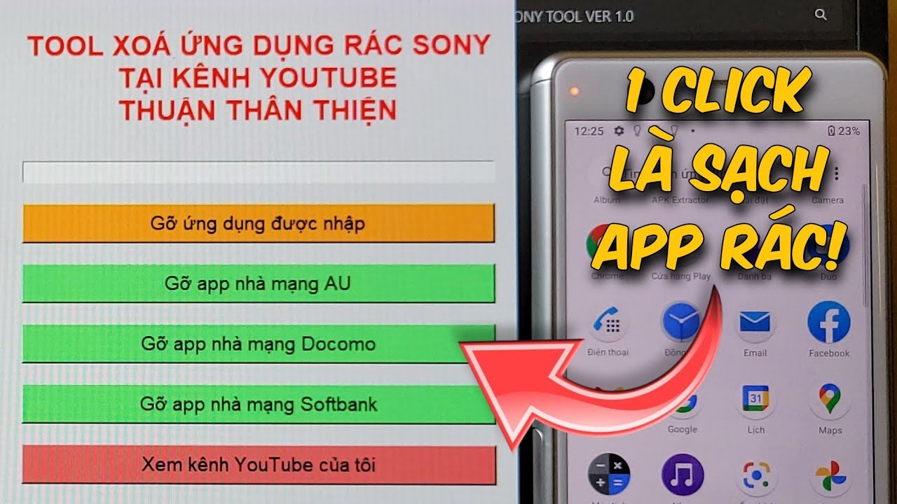 TOOL 1 CLICK XOÁ ỨNG DỤNG RÁC SONY NHẬT - YouTube