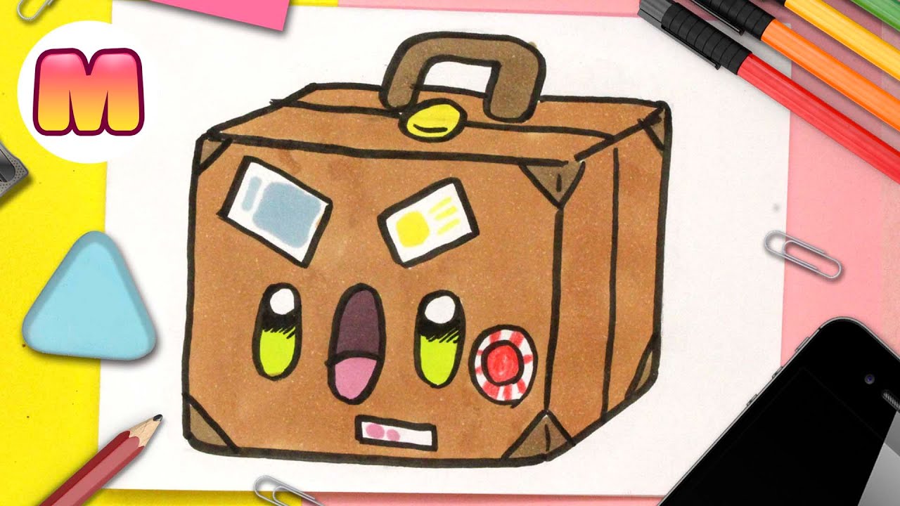 COMO DIBUJAR UNA MALETA KAWAII - dibujos kawaii faciles - como dibujar ...